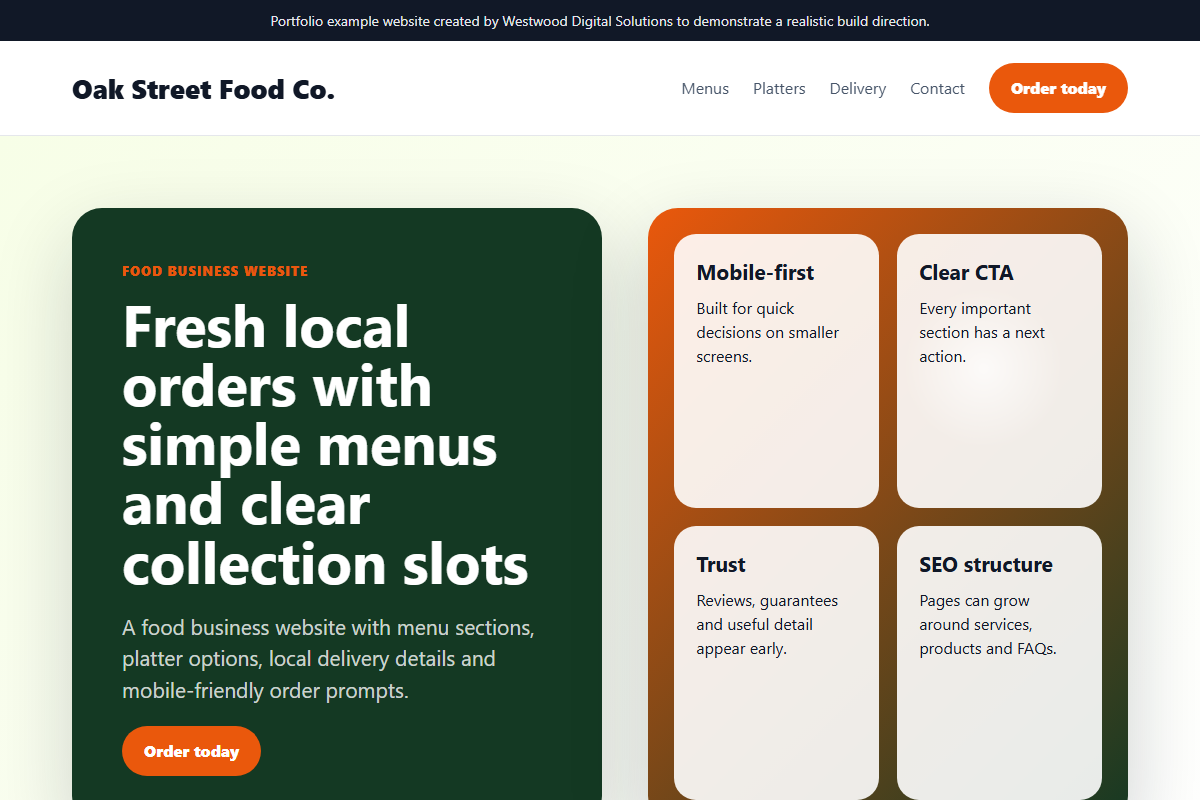 Food Business Website Case Study | Local Trust, Products & Ordering